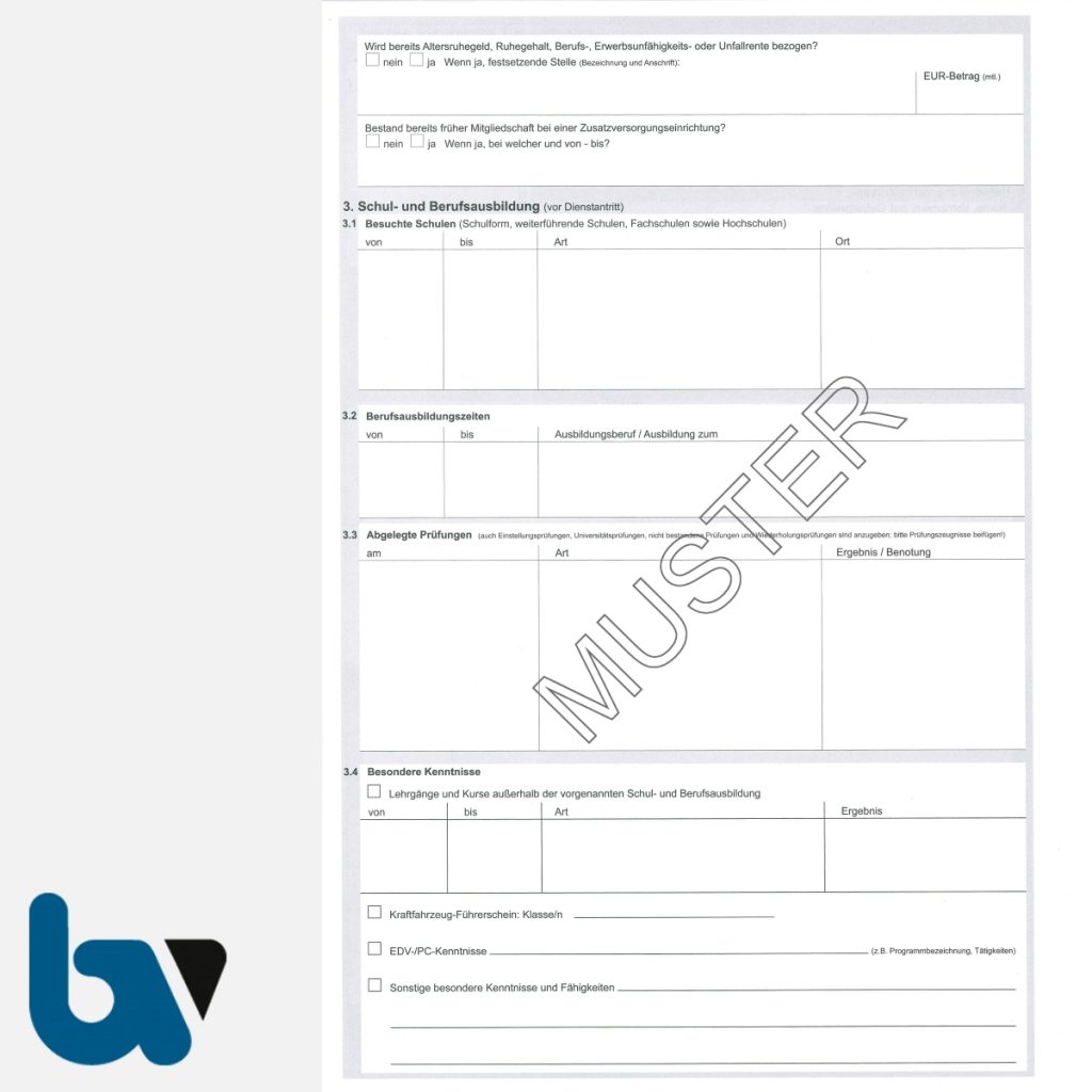 Borgard Verlag Shop • Personalbogen für Beamte/Beschäftigte