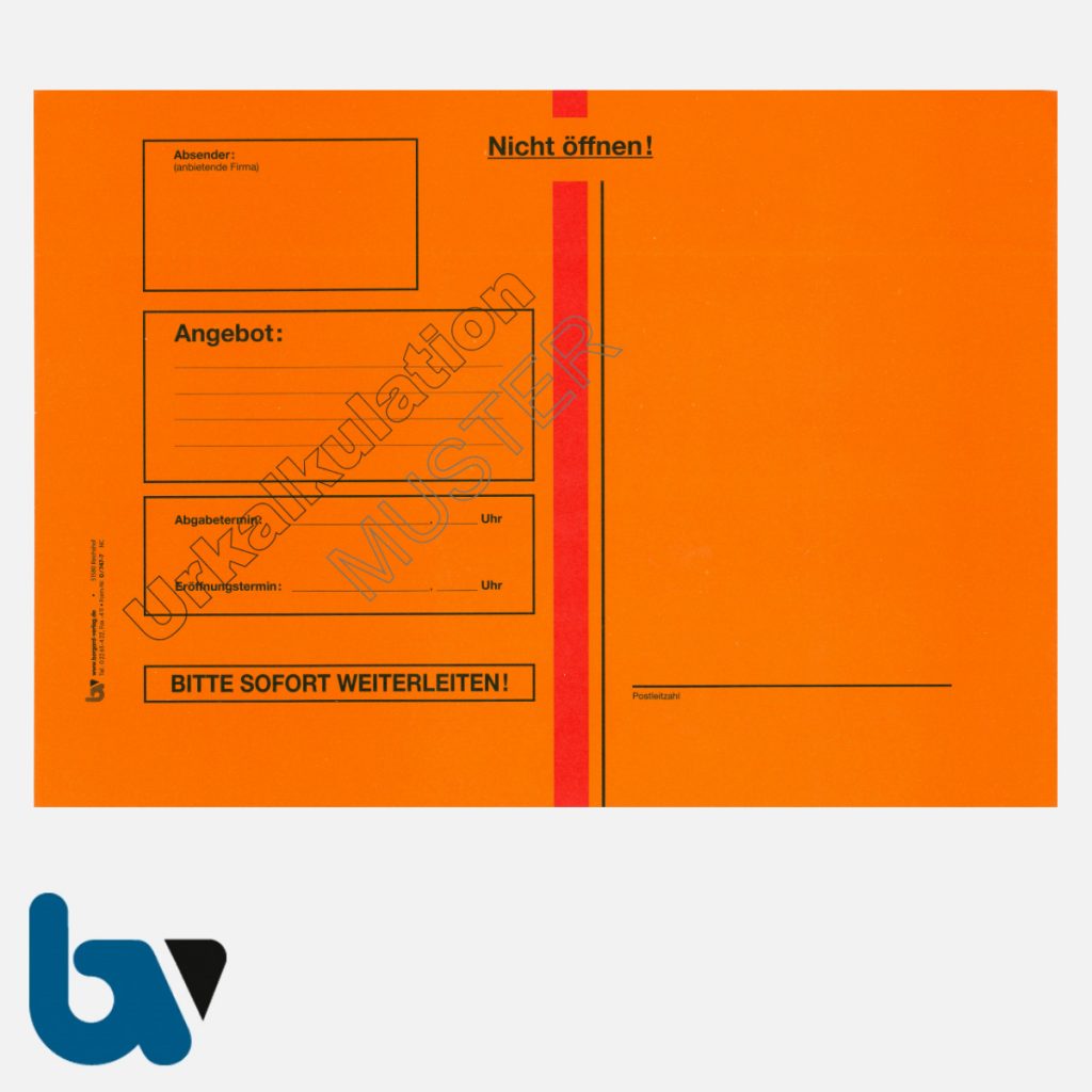 Borgard Verlag Shop • Angebotsumschlag - DIN B4 Urkalkulation